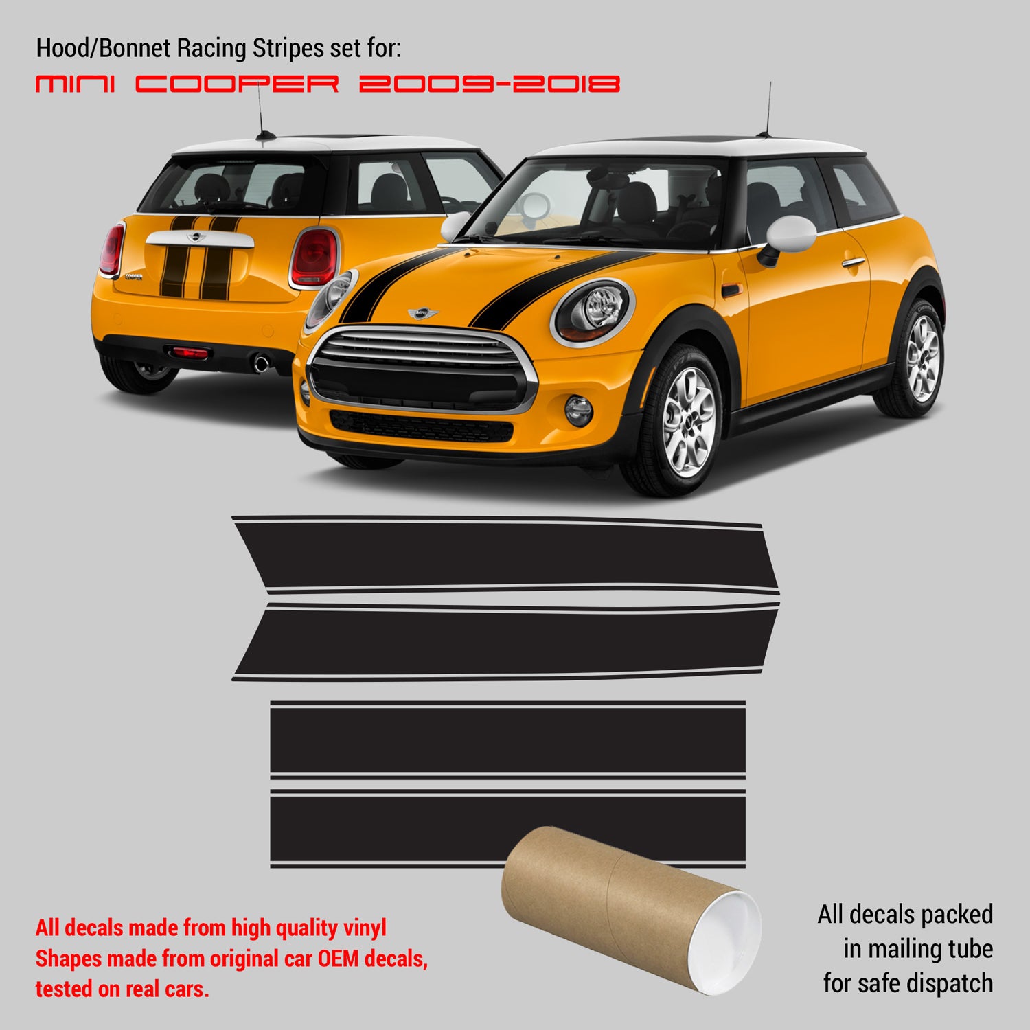 Mini cooper hood stripes store