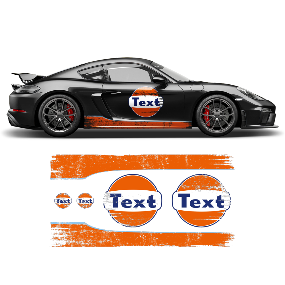 GULF Le Mans Scratched RACING STRIPES Set and logos, Cayman / Boxster