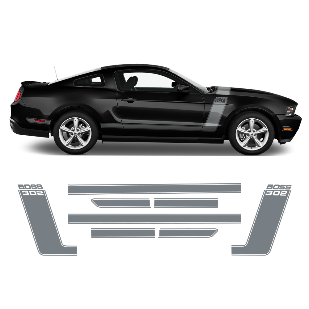 ford boss 302 decals for hood fenders, rocker panels, rear bumpers
