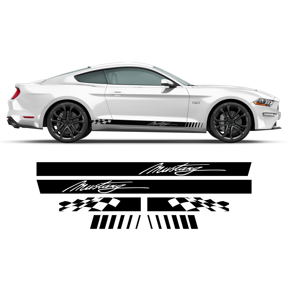 Checkered Rocker Side Stripes , for Ford Mustang 2015 - 2021