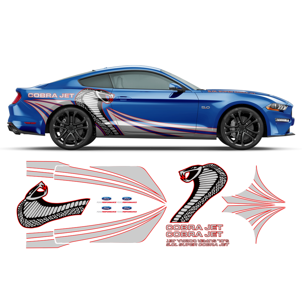 mustang cobra jet decals Silver Blue Metallic