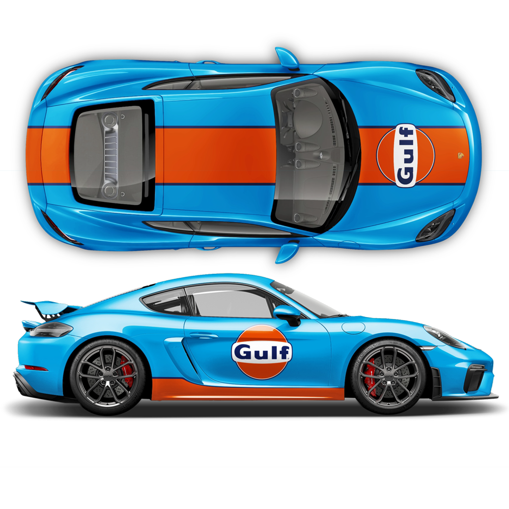 GULF Le Mans RACING STRIPES Set and logos, Cayman / Boxster