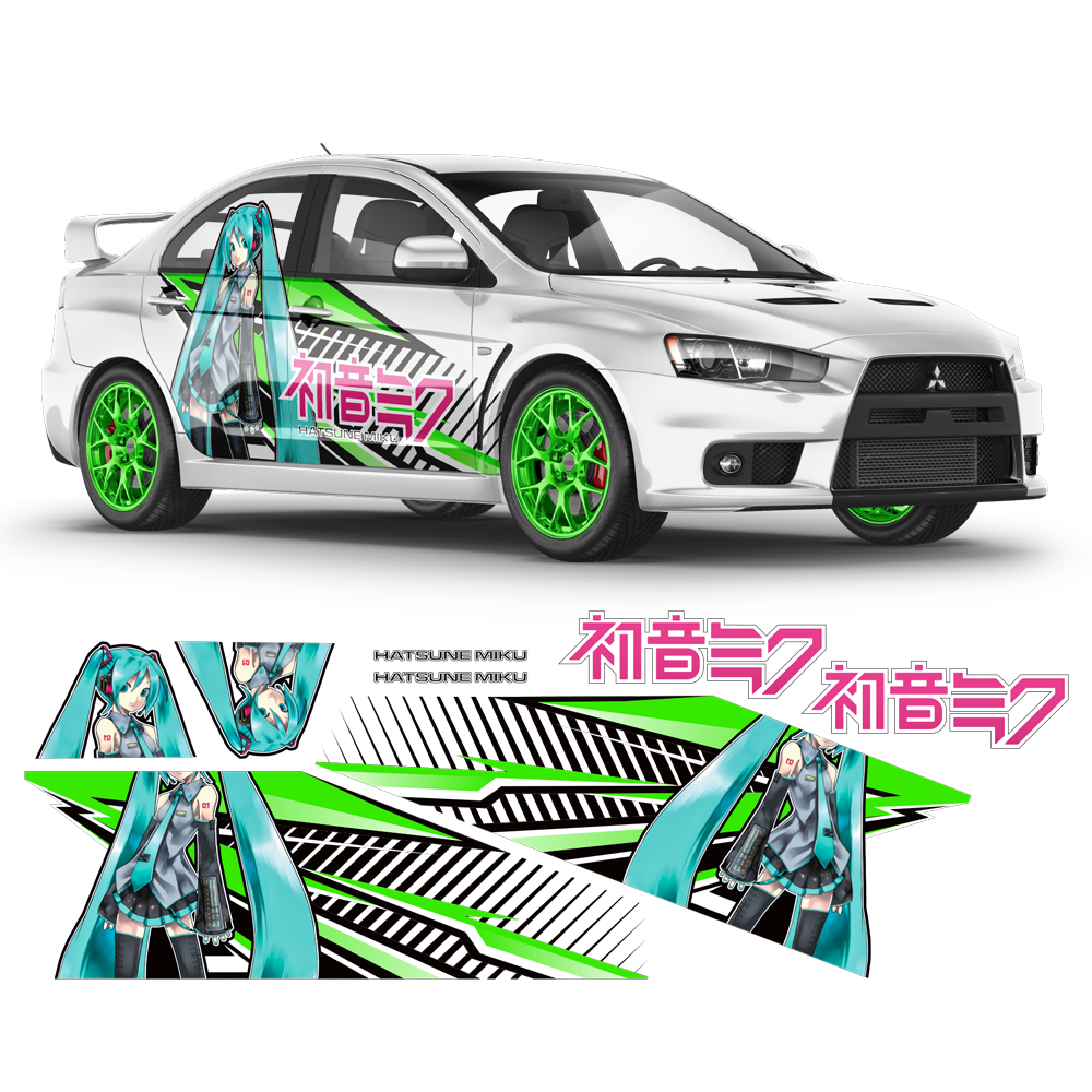 Hatsune Miku (VOCALOID) Itasha, Anime Style Decals for any Car Body