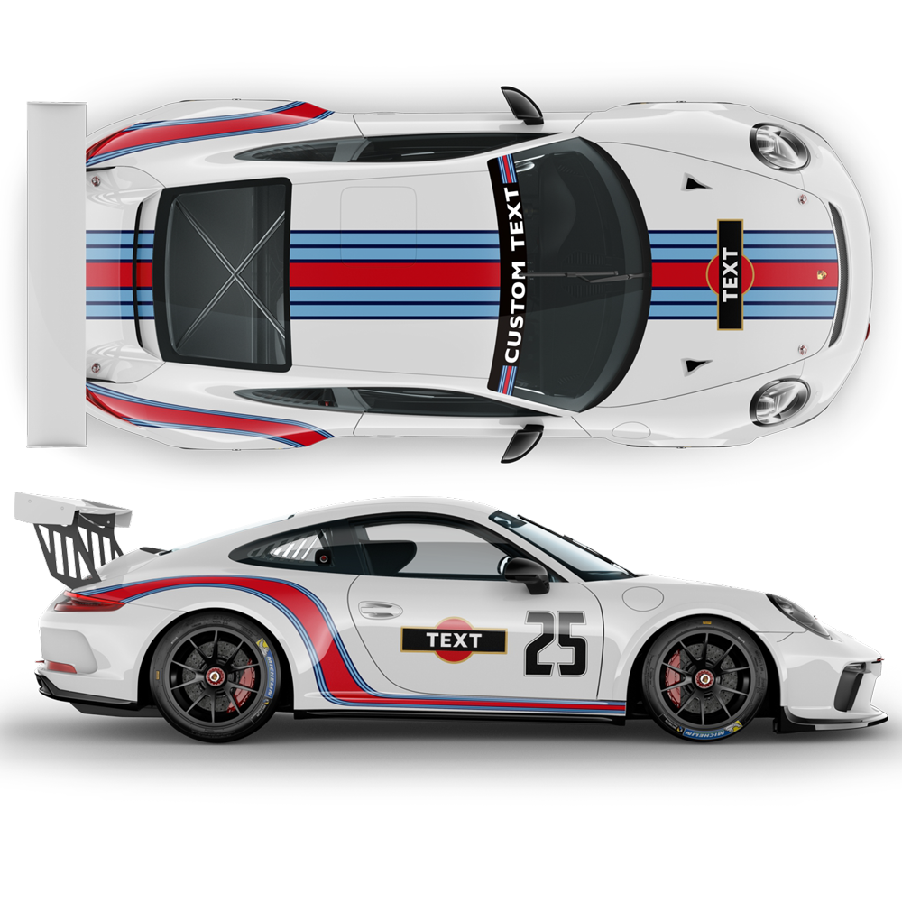 Curved Martini Decals set, for Carrera 996/997/991/992