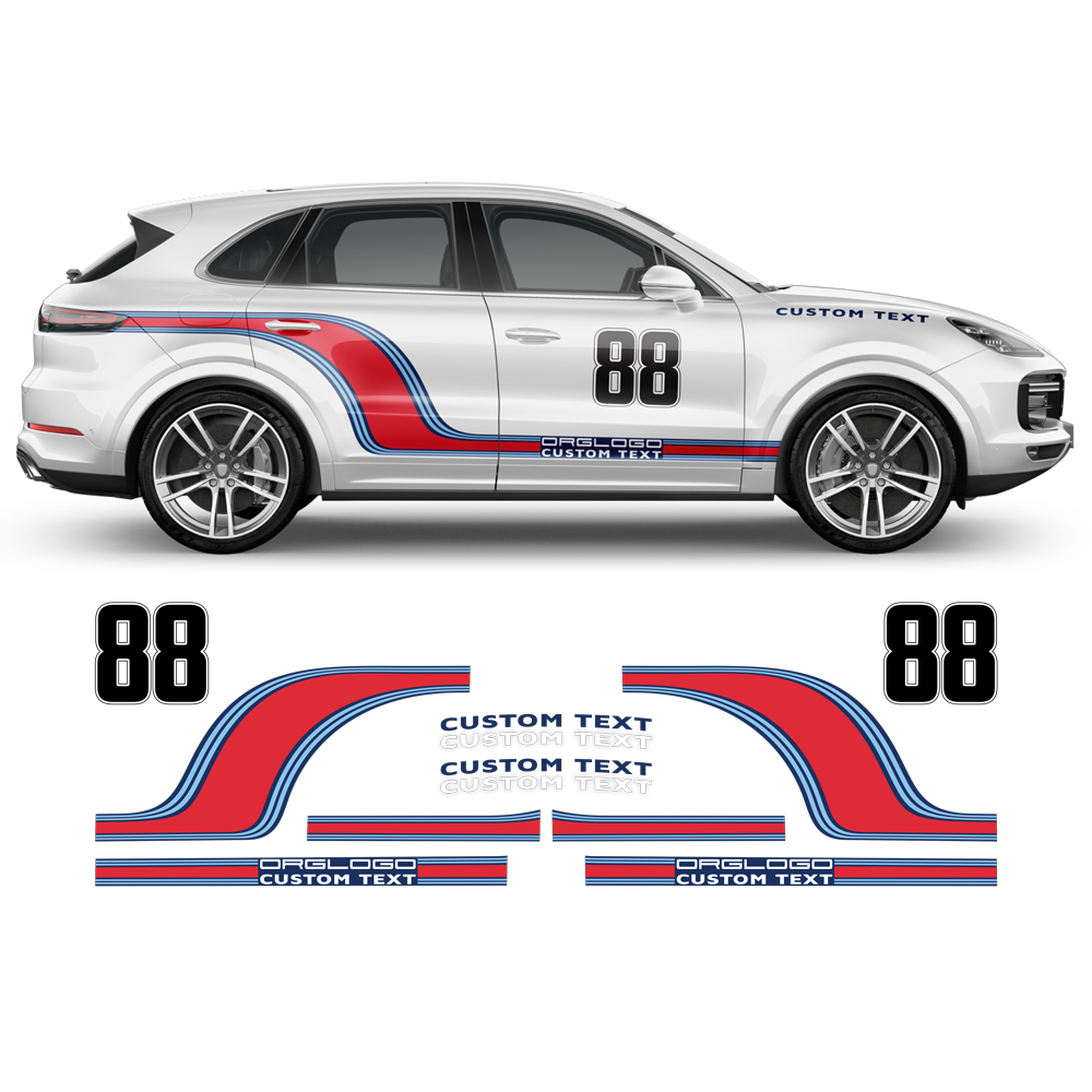 Curved Martini Racing Side Stripes, for Porsche Cayenne